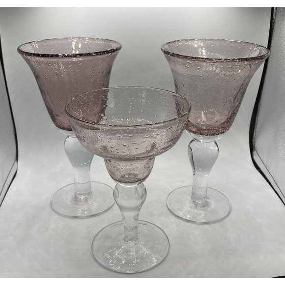 Mexican | Dining | Set Of 3 8 Bubble Glass Mexican Wine Goblets And ...